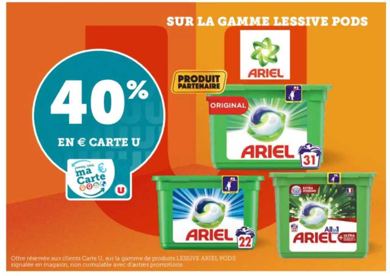 Promo La Gamme Lessive Pods Ariel chez Hyper U - iCatalogue.fr