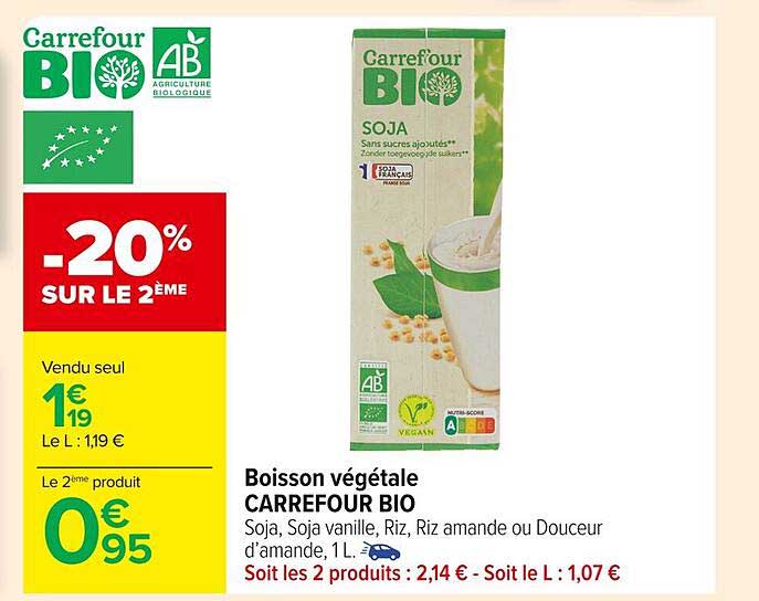 Promo Boisson Végétale Carrefour Bio chez Carrefour Market - iCatalogue.fr