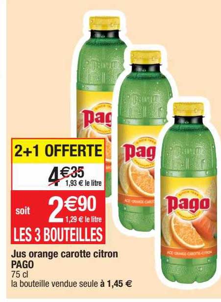 Offre Jus Orange Carotte Citron Pago chez Migros France