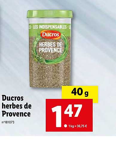Promo Ducros Herbes De Provence chez Lidl - iCatalogue.fr