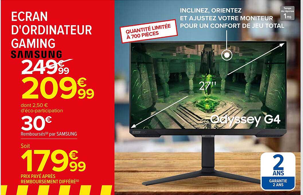 Promo écran D'ordinateur Gaming Samsung chez Carrefour - iCatalogue.fr