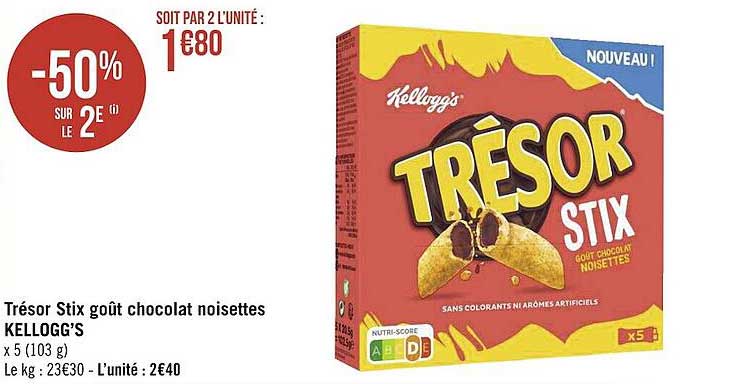 Offre Céréales Trésor Chocolat Au Lait Kellogg's chez G20