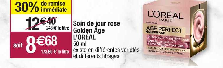 Promo Soin De Jour Rose Golden âge L'oréal chez Migros France ...
