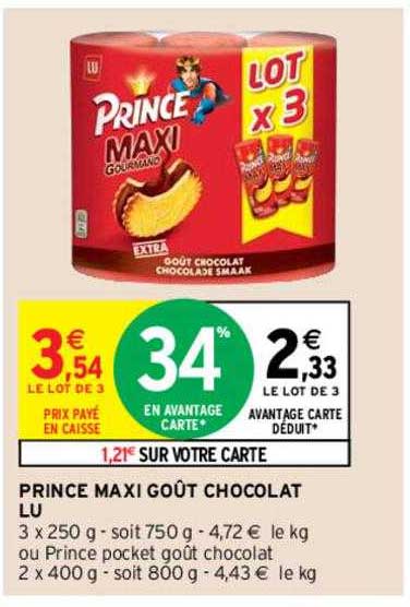 Promo Prince Maxi Goût Chocolat Lu chez Intermarché Hyper - iCatalogue.fr