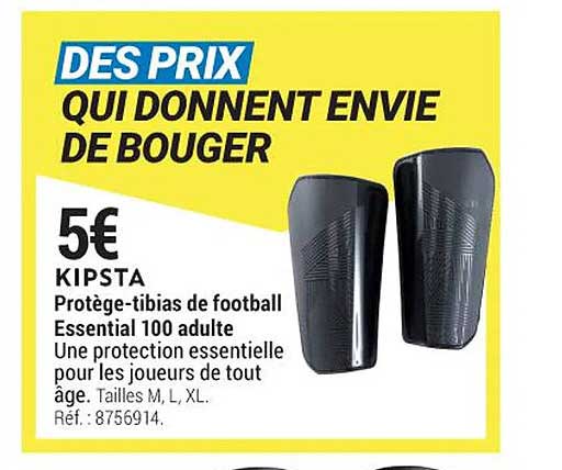 Promo Protège-tibias De Football Essential 100 Adulte Kipsta chez ...