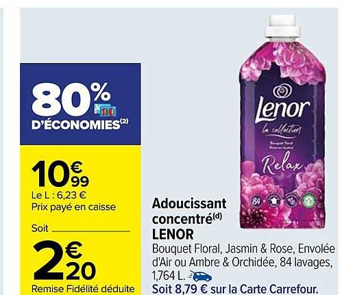Promo Adoucissant Concentré Lenor chez Carrefour - iCatalogue.fr