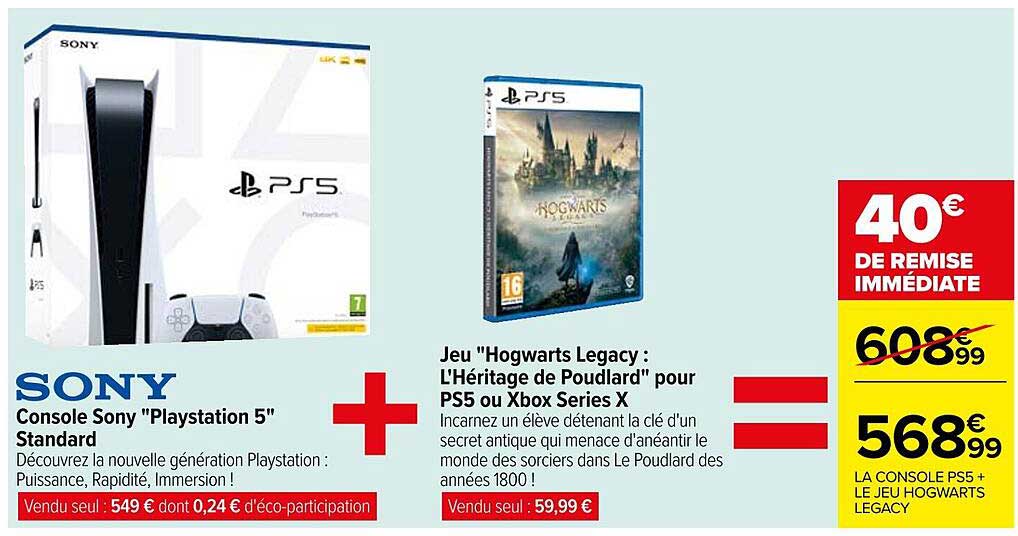 Promo Console Sony Playstation 5 Standard + Jeu Hogwarts Legacy : L ...