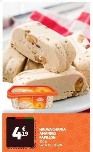 Promo Halwa Chamia Amandes Papillon chez Auchan - iCatalogue.fr