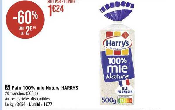 Promo Pain 100% Mie Nature Harrys chez Géant Casino - iCatalogue.fr