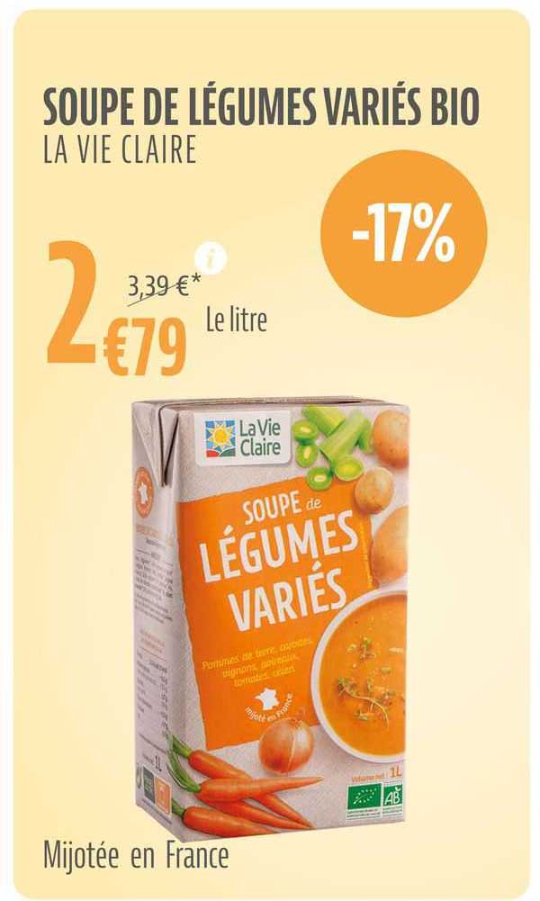 Promo Soupe De Légumes Variés Bio La Vie Claire chez La Vie claire ...