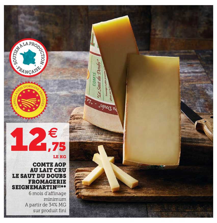 Promo Comte Aop Au Lait Cru Le Saut Du Doubs Fromagerie Seignemartin ...