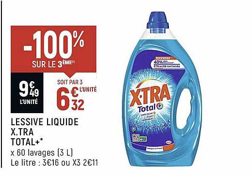 Promo Lessive Liquide X-tra Total+ chez Spar - iCatalogue.fr Promo Lessive Liquide X-tra Total+ chez Spar - iCatalogue.fr