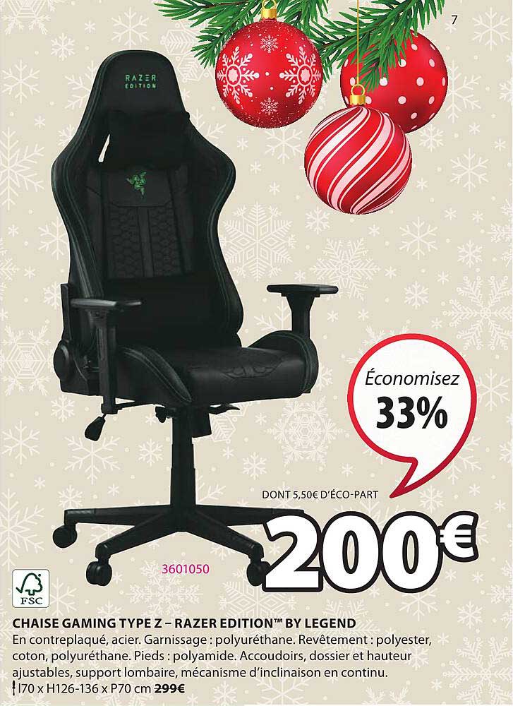 Promo Chaise Gaming Type Z - Razer Edition By Legend chez JYSK ...