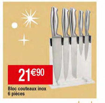 Promo Bloc Couteaux Inox 6 Pièces chez Migros France - iCatalogue.fr