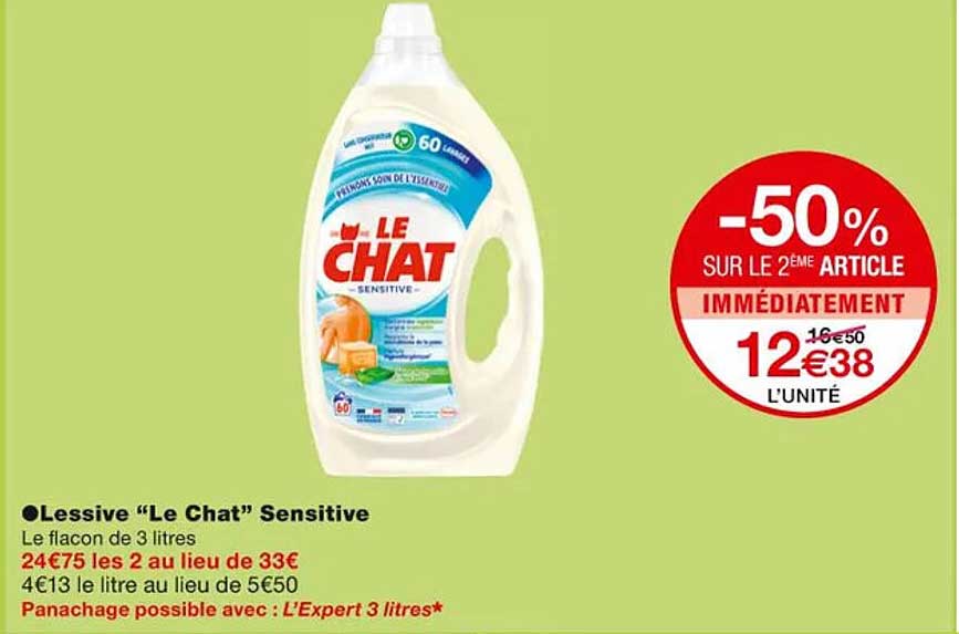 Promo Lessive "le Chat" Sensitive chez Monoprix - iCatalogue.fr