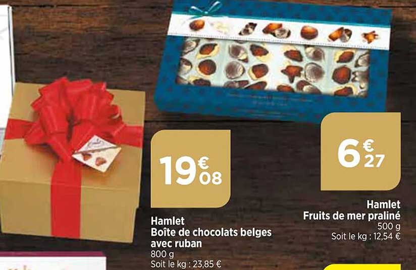 Promo Hamlet Boîte De Chocolat Belges Avec Ruban, Hamlet Fruits De Mer ...