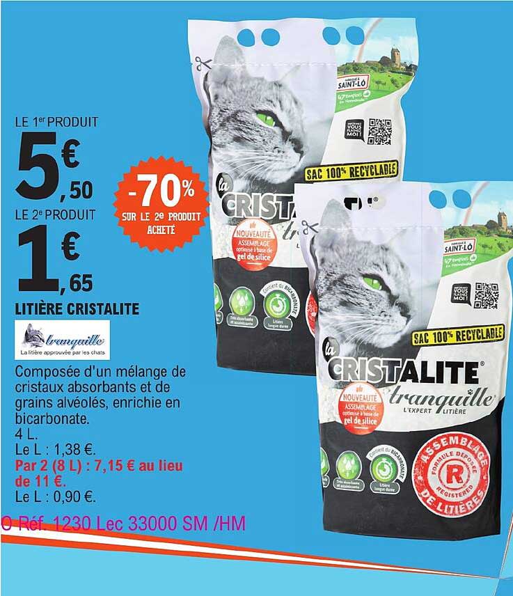 Promo Litière Cristalite Tranquille chez E.Leclerc - iCatalogue.fr