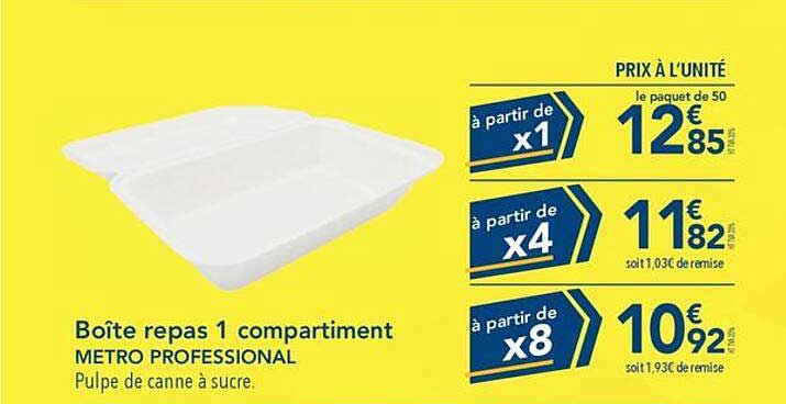 Promo Boîte Repas 1 Compartiment Metro Professional chez METRO ...