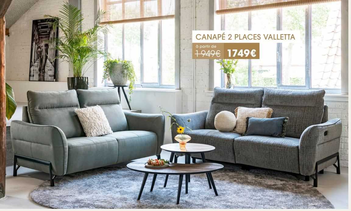 Promo Canapé 2 Places Valletta chez H&H - iCatalogue.fr
