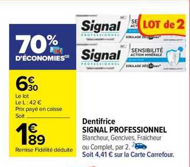 Promo Dentifrice Signal Professionnel chez Carrefour - iCatalogue.fr