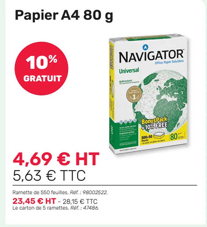 Promo Papier A4 80 G Navigator chez Office Depot - iCatalogue.fr