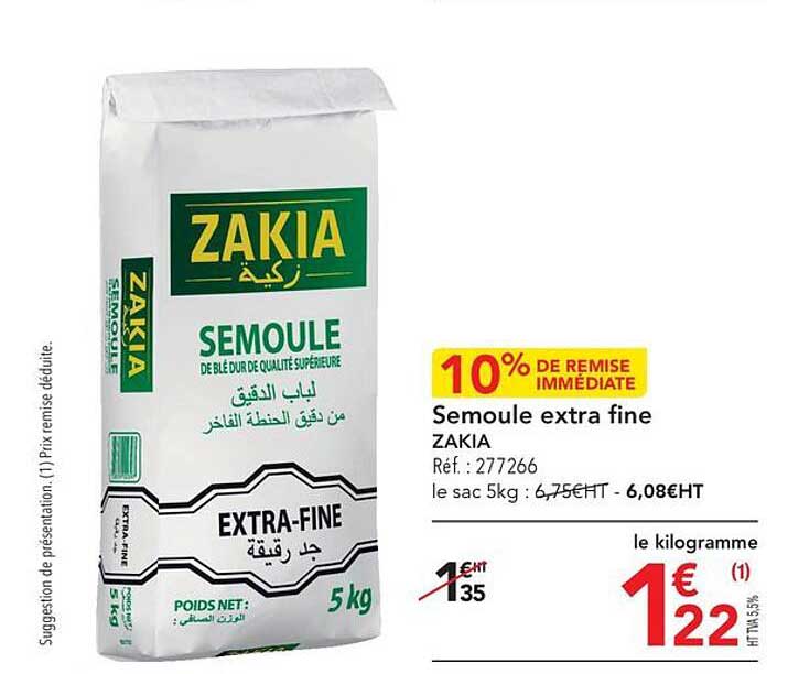 Promo Semoule Extra Fine Zakia chez METRO - iCatalogue.fr