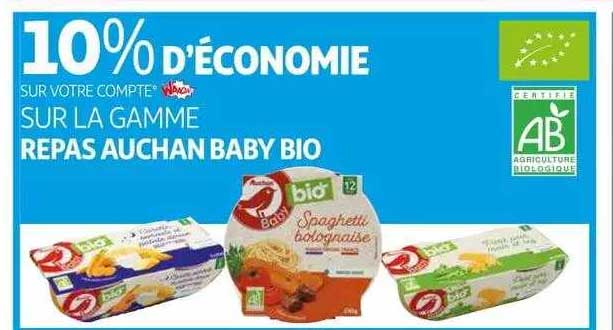 Promo La Gamme Repas Auchan Baby Bio chez Auchan - iCatalogue.fr