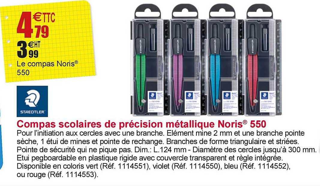 Promo Compas Scolaires De Précision Métallique Noris 550 Staedtler chez ...
