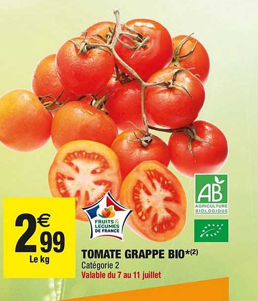 Offre Tomate Grappe Bio chez Carrefour Market