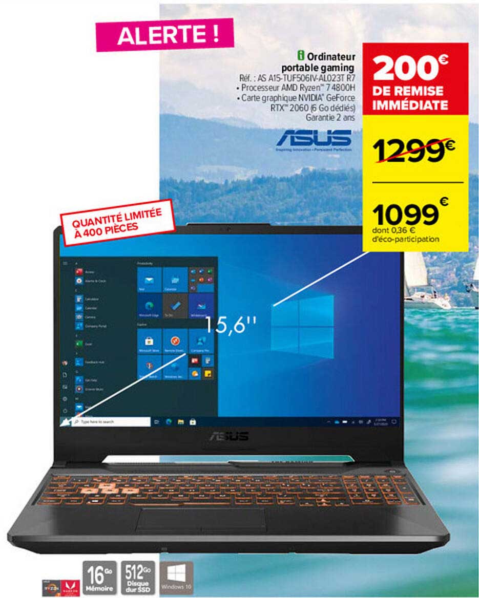 Promo Ordinateur Portable Gaming Asus chez Carrefour - iCatalogue.fr