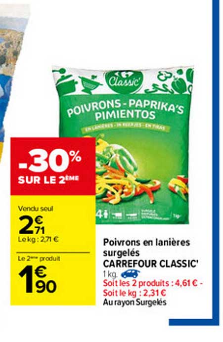 Promo Poivrons En Lanières Surgelés Carrefour Classic' chez Carrefour ...