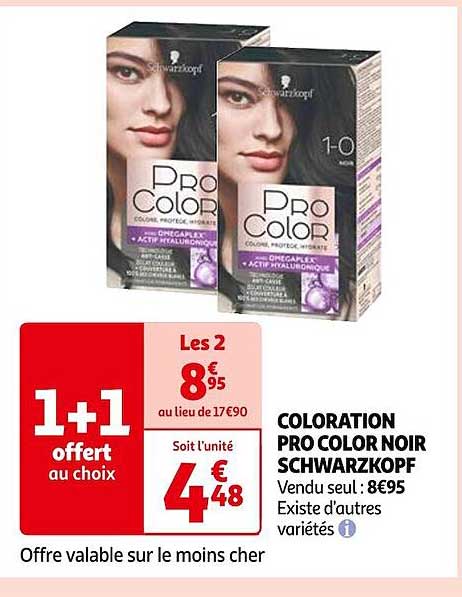 Promo Coloration Pro Color Noir Schwarzkopf chez Auchan - iCatalogue.fr
