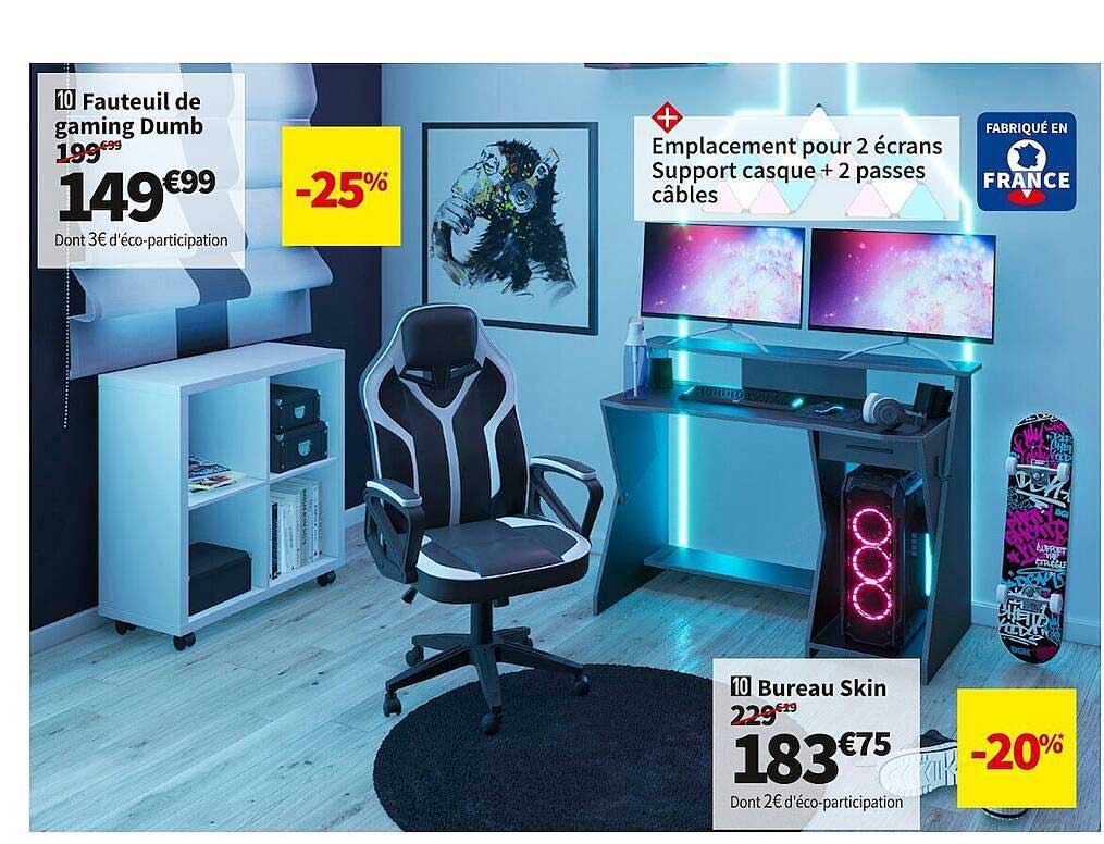 Promo Fauteuil De Gaming Dumb, Bureau Skin chez Conforama - iCatalogue.fr