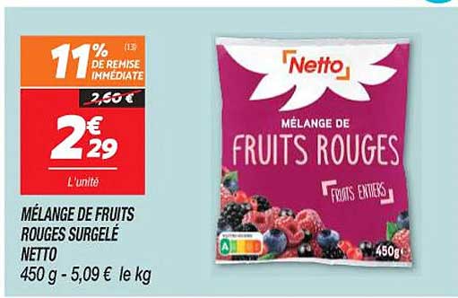 Promo Mélange De Fruits Rouges Surgelé Netto chez Netto - iCatalogue.fr