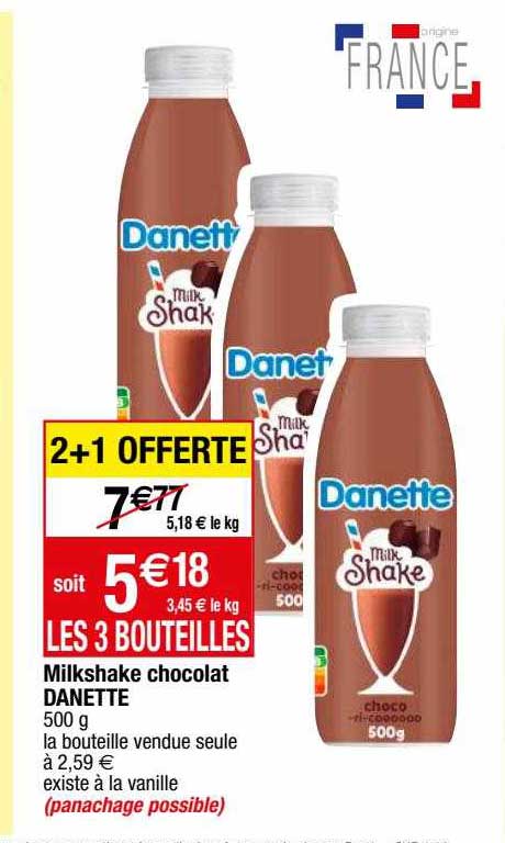 Promo Milkshake Chocolat Danette chez Migros France - iCatalogue.fr