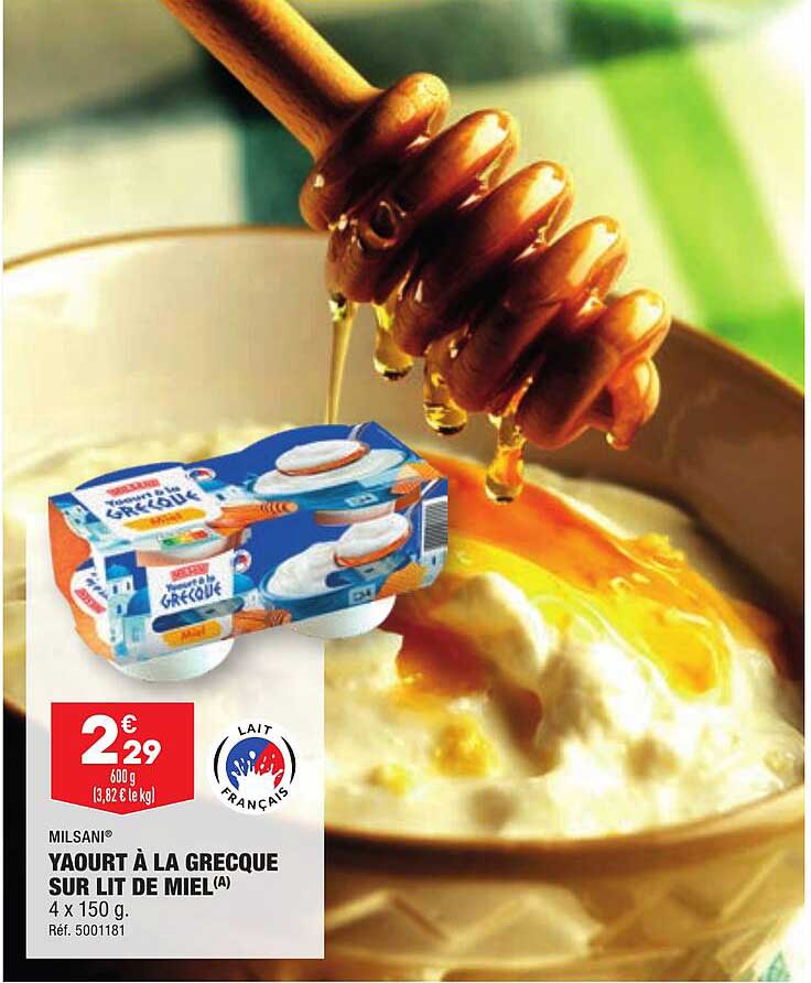 Promo Yaourt à La Grecque Sur Lit De Miel Milsani chez Aldi - iCatalogue.fr