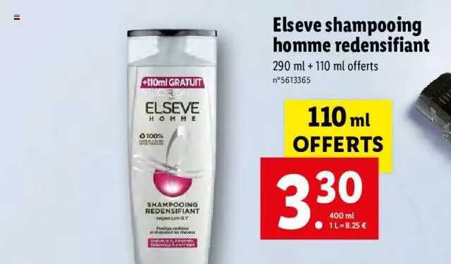 Promo Elsève Shampooing Homme Redensifiant chez Lidl - iCatalogue.fr