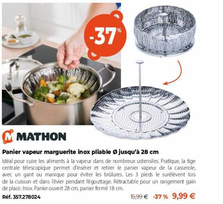 Promo Mathon Panier Vapeur Marguerite Inox Pliable chez Mathon ...