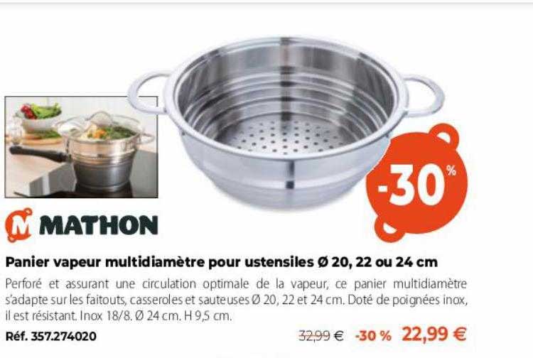 Promo Mathon Panier Vapeur Multidiamètre Pour Ustensiles chez Mathon ...