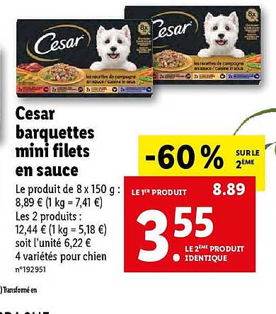 Promo César Barquettes Mini Filets En Sauce chez Lidl - iCatalogue.fr