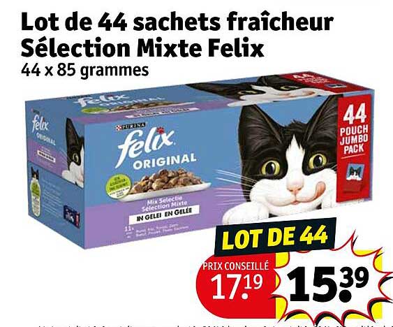 Promo Lot De 44 Sachets Fraîcheur Sélection Mixte Felix chez Kruidvat ...