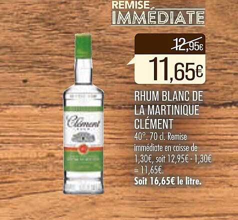 Promo Rhum Blanc De La Martinique Clément chez Match - iCatalogue.fr