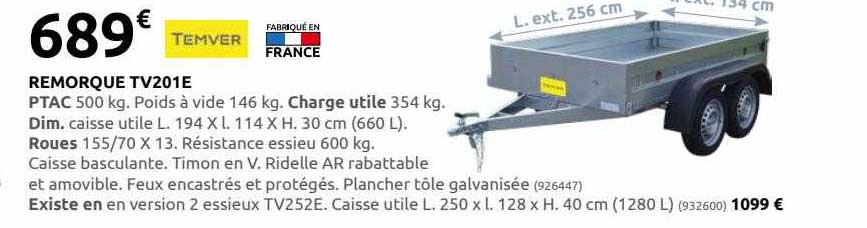 Promo Remorque Tv201e Temver chez Rural Master - iCatalogue.fr