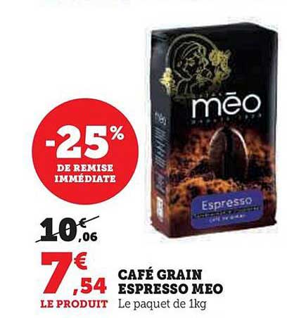 Promo Café Grain Espresso Méo chez Hyper U - iCatalogue.fr