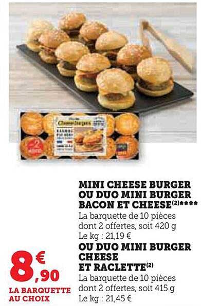Promo Mini Cheese Burger Ou Duo Mini Burger Bacon Et Cheese Ou Duo Mini ...