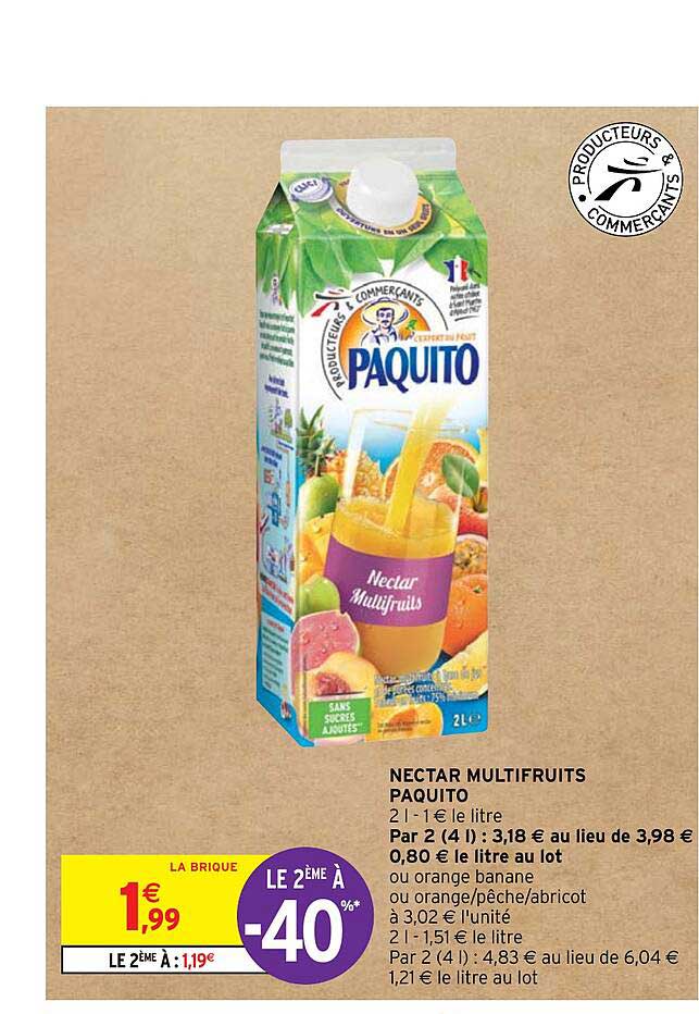 Promo Nectar Multifruits Paquito chez Intermarché - iCatalogue.fr