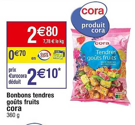 Promo Bonbons Tendres Goûts Fruits Cora chez Cora - iCatalogue.fr