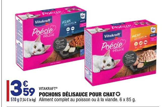 Promo Pochons Délisauce Pour Chat Vitakraft chez Aldi - iCatalogue.fr Promo Pochons Délisauce Pour Chat Vitakraft chez Aldi - iCatalogue.fr