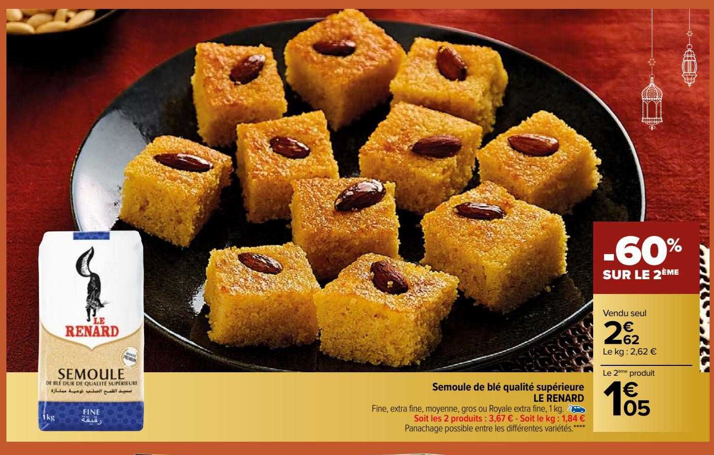 Promo Semoule De Blé Qualité Supérieure Le Renard chez Carrefour ...