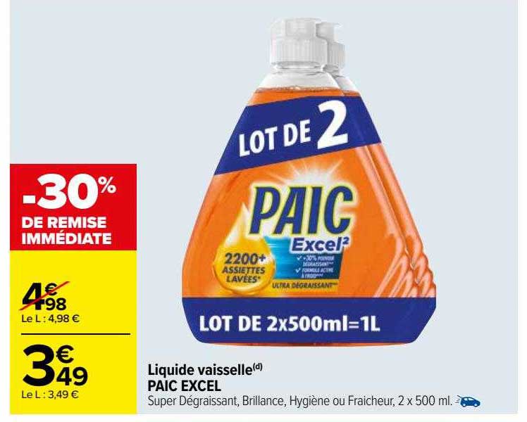 Promo Liquide Vaisselle Paic Excel chez Carrefour - iCatalogue.fr
